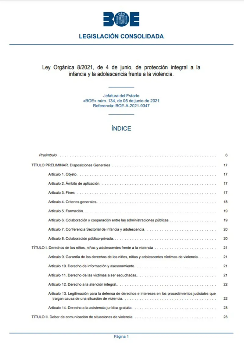 Ley Orgánica 8/2021, de 4 de junio, de protección integral a la infancia y la adolescencia ...